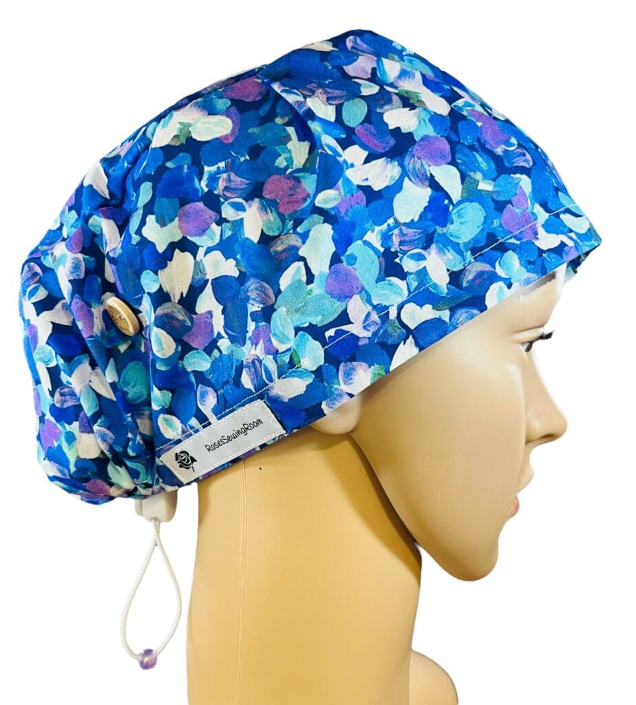 Azure Bouquet Scrub Cap - Roses Sewing Room