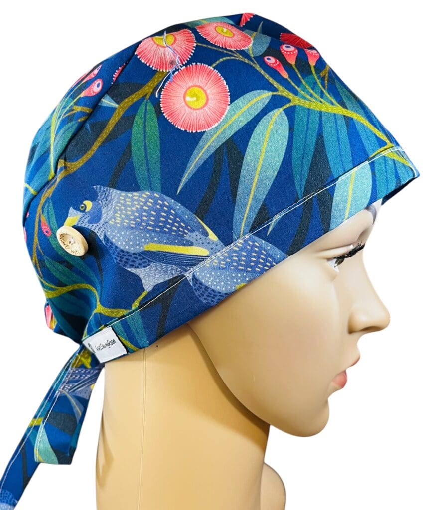 Blue Bird Scrub Cap FABRIC TIE - Roses Sewing Room